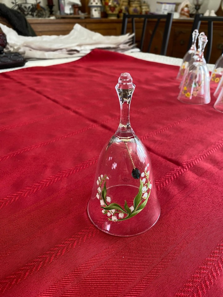 Avon Crystal Bells 24% Full Lead, Full set of 12, Floral Themed Vintage ...