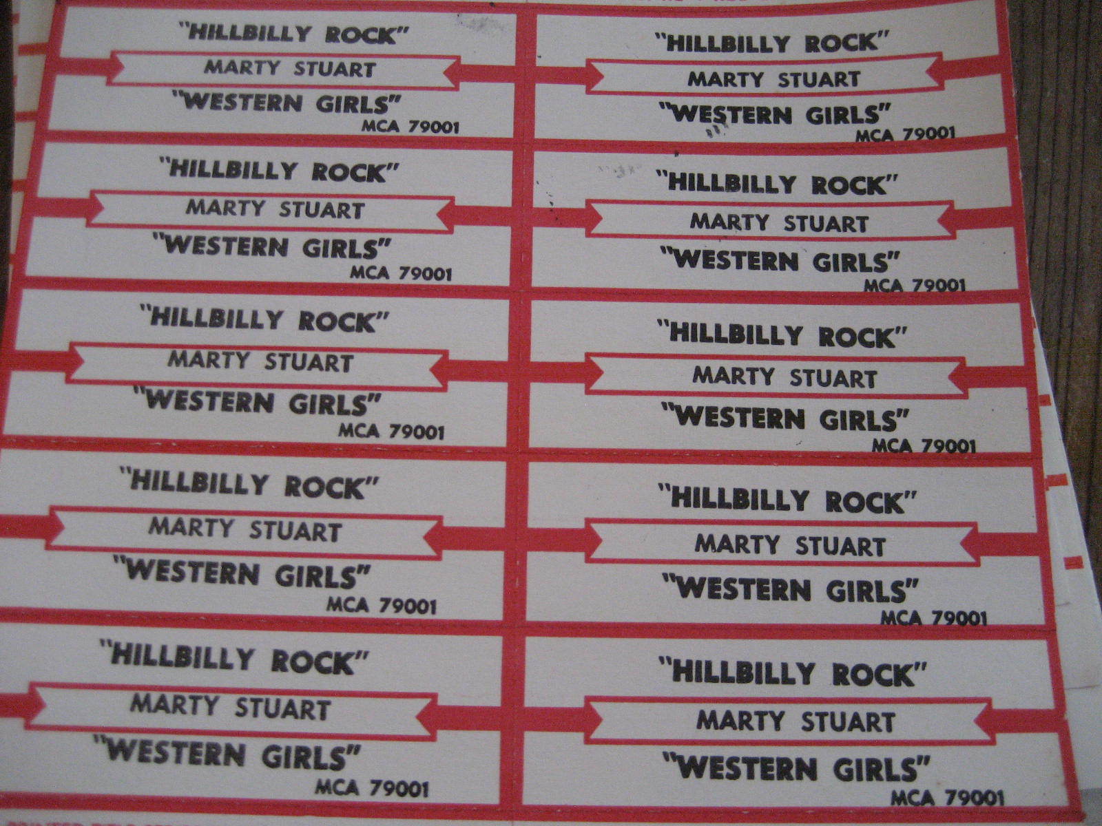 Jukebox Star Title Strip Full Sheet MARTY STUART Hillbilly Rock ...