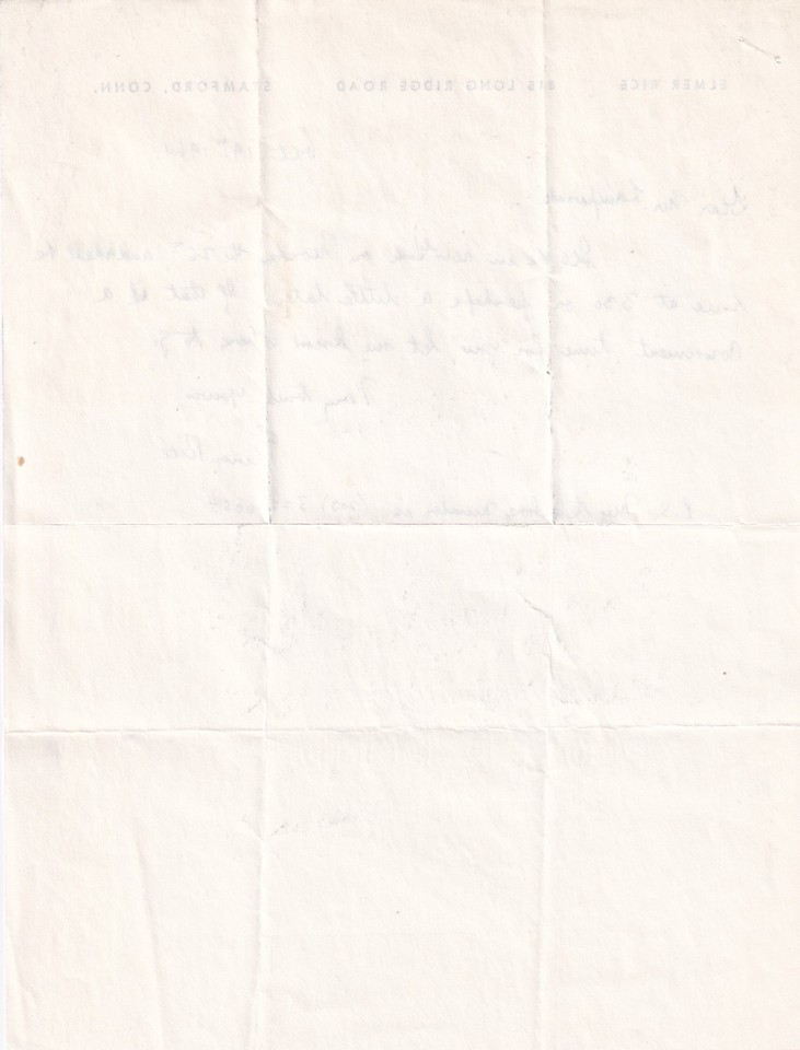 ELMER RICE Pulitzer Prize PLAYWRIGHT 1964 Handwritten Letter MAKING ...