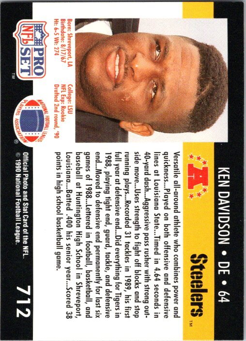 1990 Pro Set - DPK, RC #712 Ken Davidson | eBay