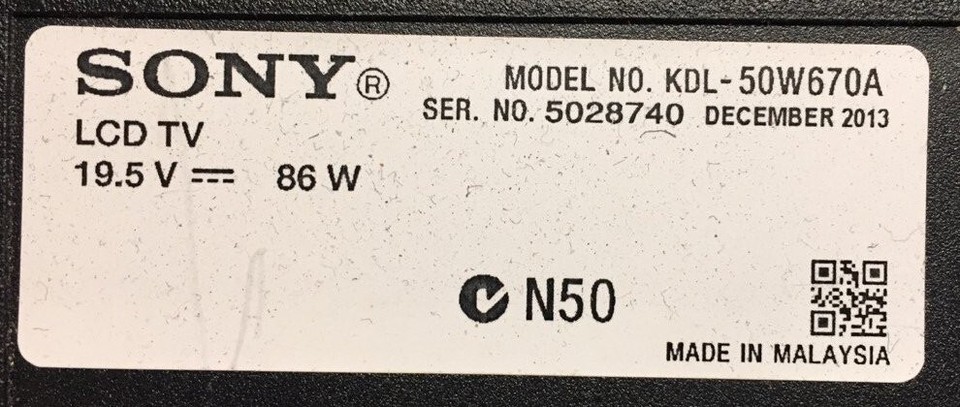 Sony TV KDL-50W670A IR sensor, Logo assembly | eBay UK