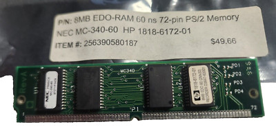 8 MB EDI RAM, 60 ns 72 PIN MEMORY MODULE NEC P/N MC-340-60 1818-6172-01 ...
