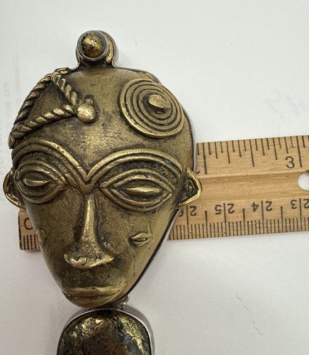 Amy Kahn Russell AKR Brass African Tribal Mask And Apache Gold Brooch ...