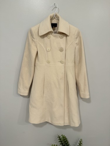 Designer Via White cream color wool blend coat Jacket S 0 | eBay