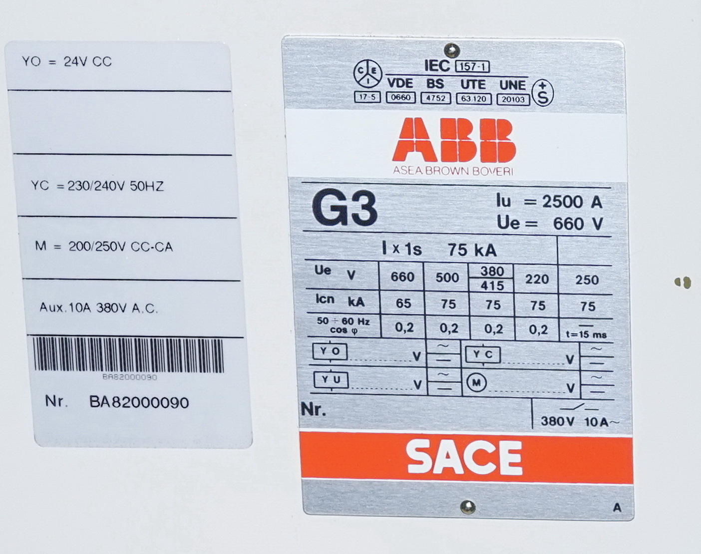 ABB SACE Novomax G3-S 2500A Air Circuit Breaker CB Interrupter ACB 4 ...