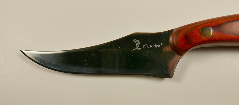 Elk Ridge Fixed blade Full tang knife 7" Overall Brown Pakkawood Handle ...