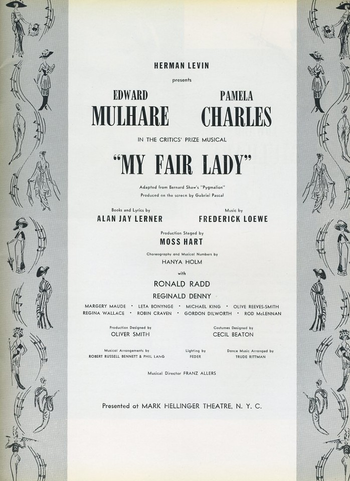 Edward Mulhare My Fair Lady Original Program Book Art By Al Hirschfeld ...