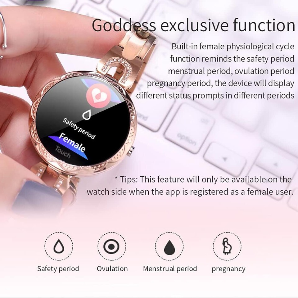 Silver Women's Smart Designer Watch Color Screen Fitness Bluetooth | eBay