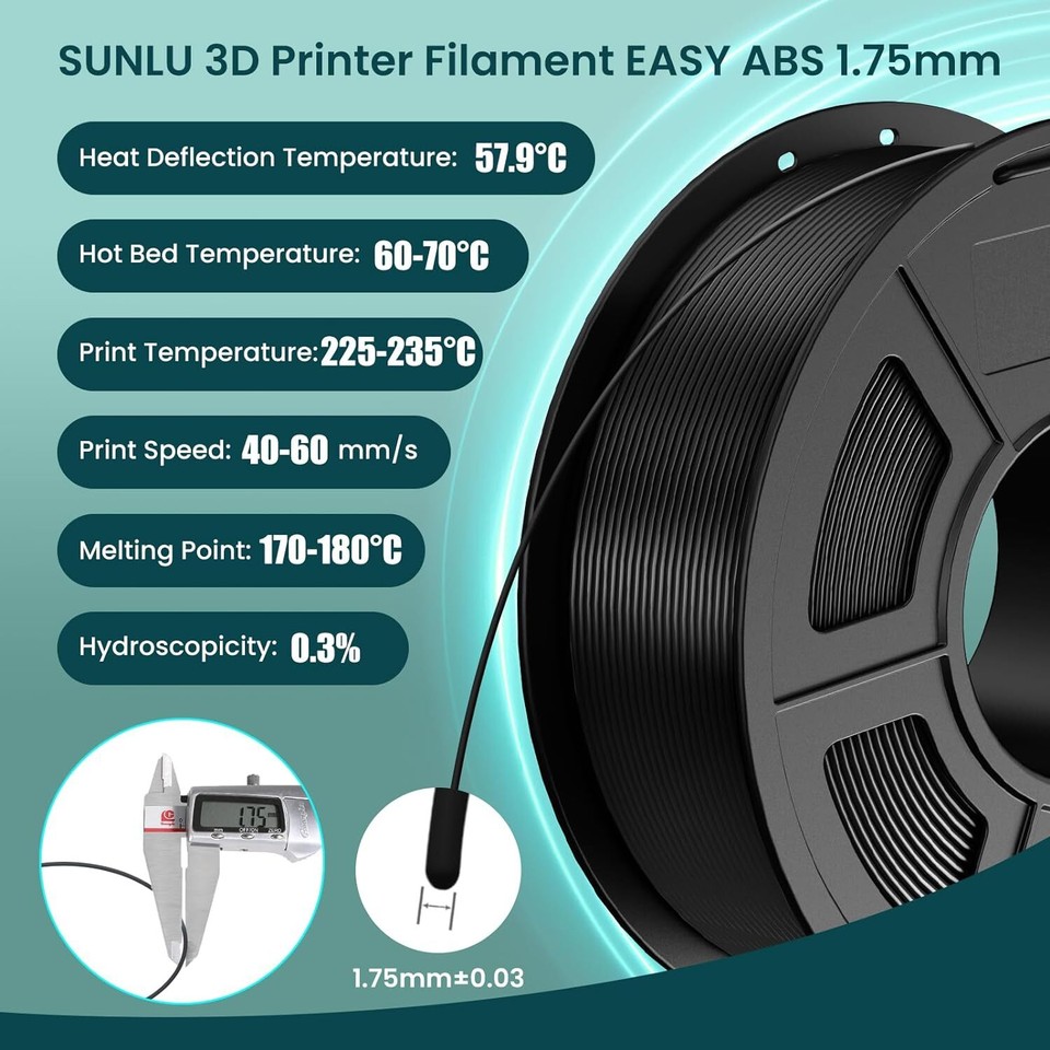 SUNLU 3D Printer Filament 1.75mm Easy-PA PLA PLA+2.0 Meta ABS PETG SILK ...