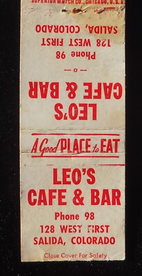 1950s Leo's Cafe & Bar Phone 98 128 West First Salida CO Chaffee Co ...