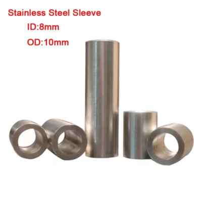 ID 8mm OD10mm Stainless Steel Sleeve No Thread Bushing Shaft Bush Guide ...