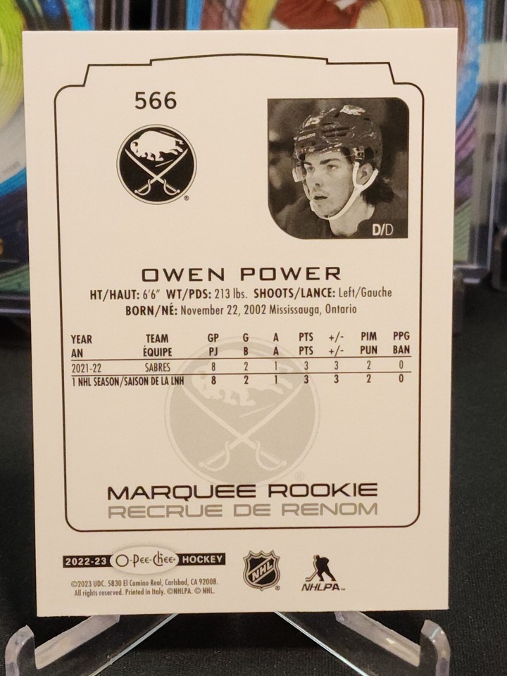 2022-23 O-Pee-Chee Marquee Rookie Owen Power Buffalo Sabres #566 | eBay