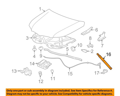 Pontiac GM OEM 06-09 Torrent Hood-Lift Support Strut Shock Prop Arm ...