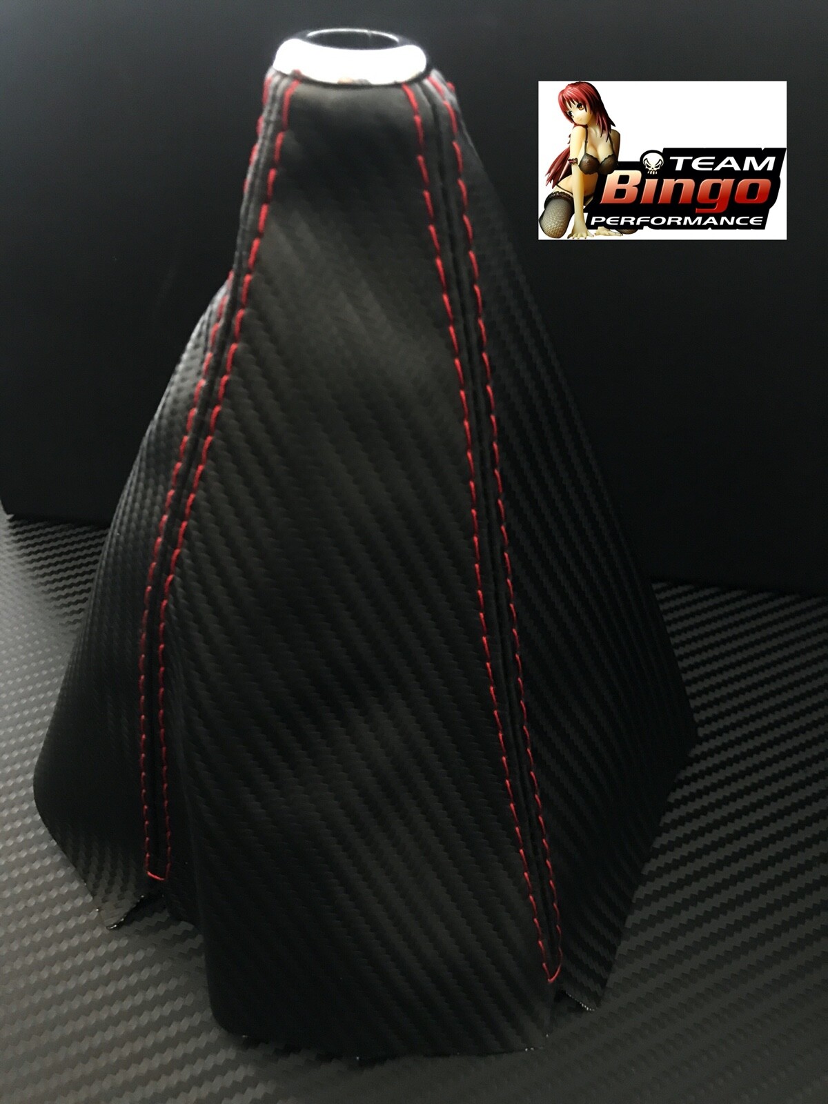 Universal Gear Shifter Boot Black Carbon Fiber Red Stitch Australian ...