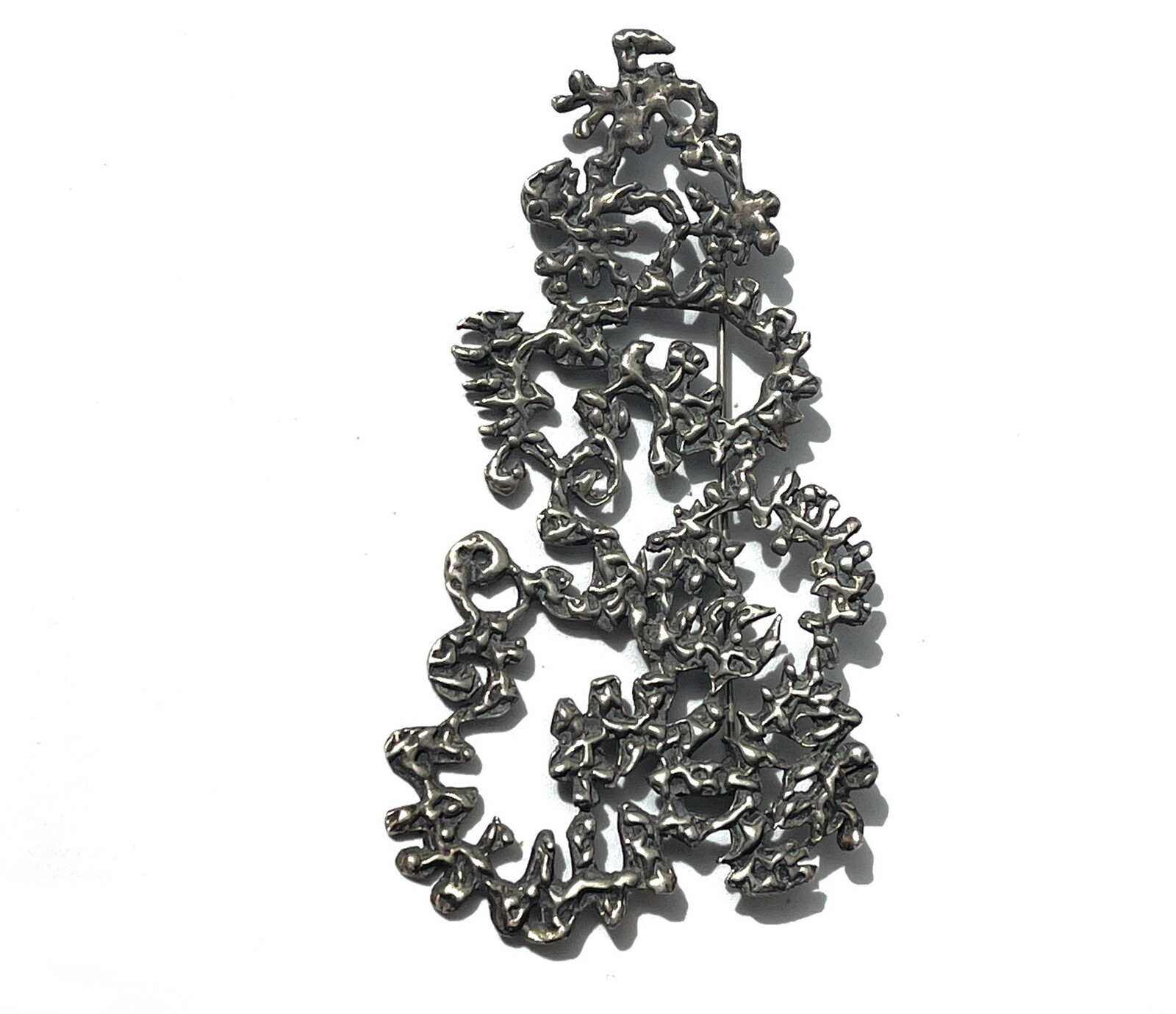 Large Vintage israeli pendant brooch silver 925 brutalist style Bier ...