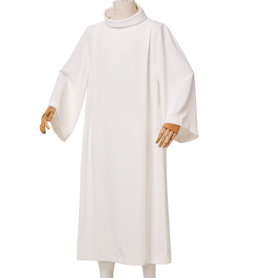 Christian Church Ivory White Alb Robe Roll Collar Vestments Gown ...