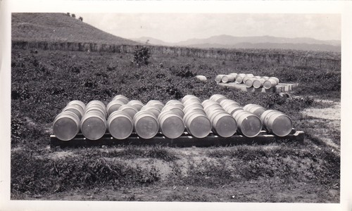 Original WWII Photo US Army 55 GALLON OIL FUEL DRUMS DUMP 1943 PUERTO ...