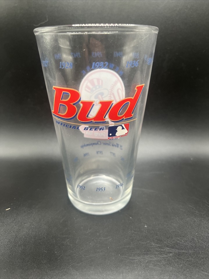 Budweiser Bud New York Yankees Beer Glass / 25 MLB World Series ...