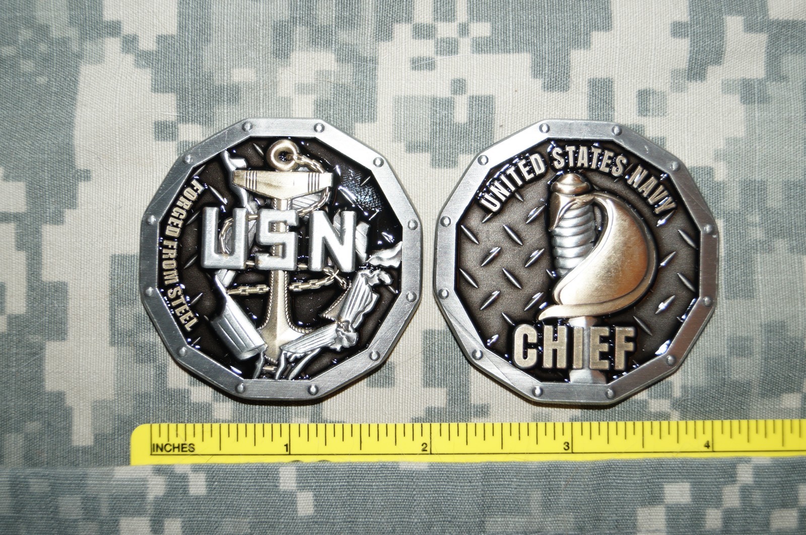 NEW AWESOME US Navy CHIEF Forged From Steel Challenge Coin 2 Inch LARGE ...