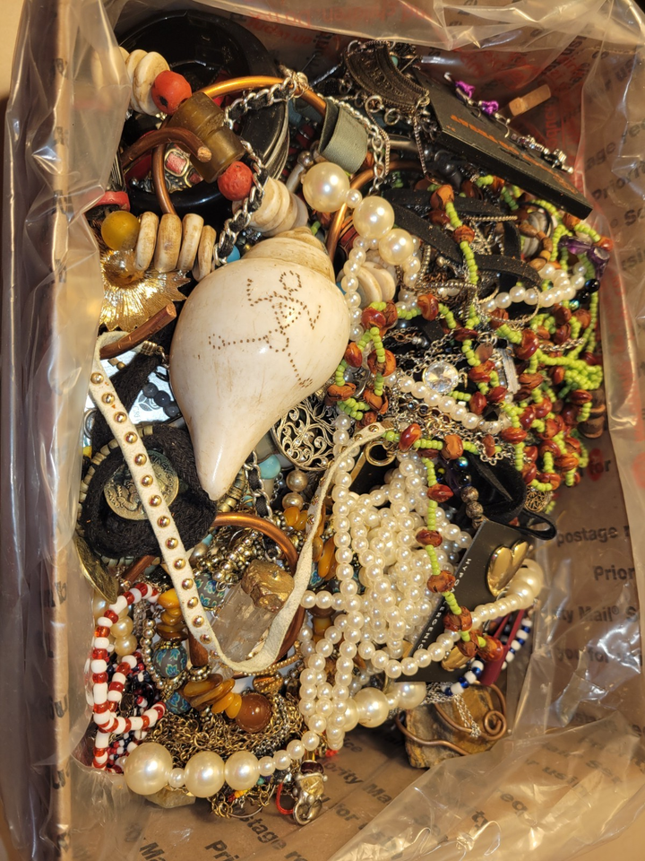 Large Junk Jewelry Lot Craft Harvest Repurpose Salvage Broken 12Pounds ...