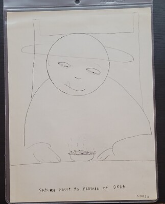 GREGORY CORSO BEAT GENERATION DRAWING SIGNED SATURN FAMILY SCARCE WOW ...