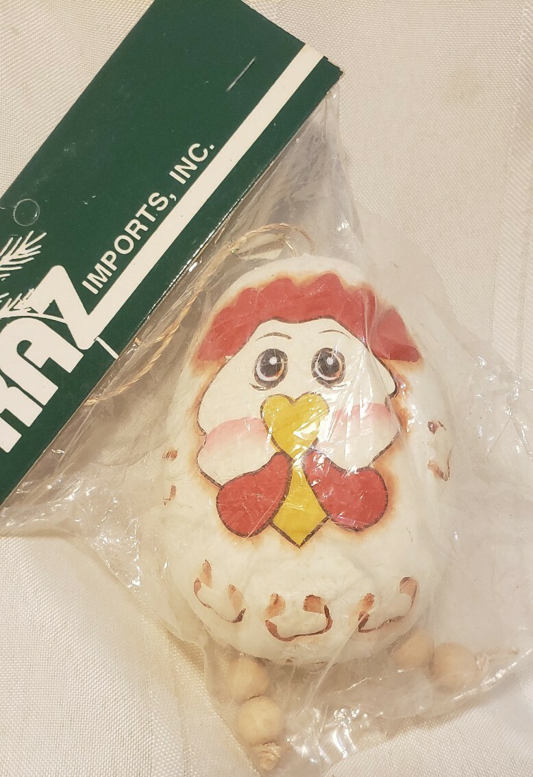 RAZ Imports Inc Paper Mache Egg Shaped Chicken Ornament Easter ...