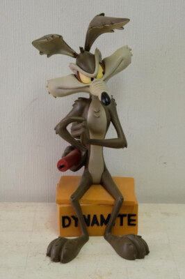 Looney Tunes Wile E Coyote Sitting on Dynamite Road Runner statue ...