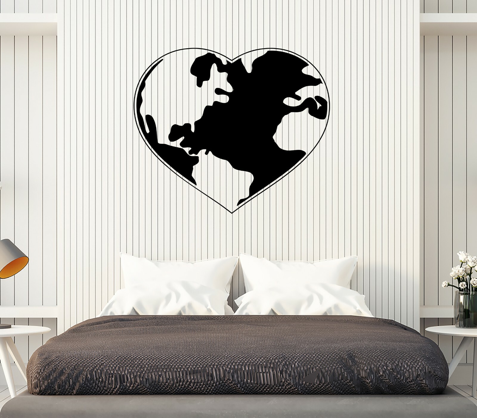 Wall Decal Planet Earth Love Heart House World Vinyl Sticker (ed1949 ...
