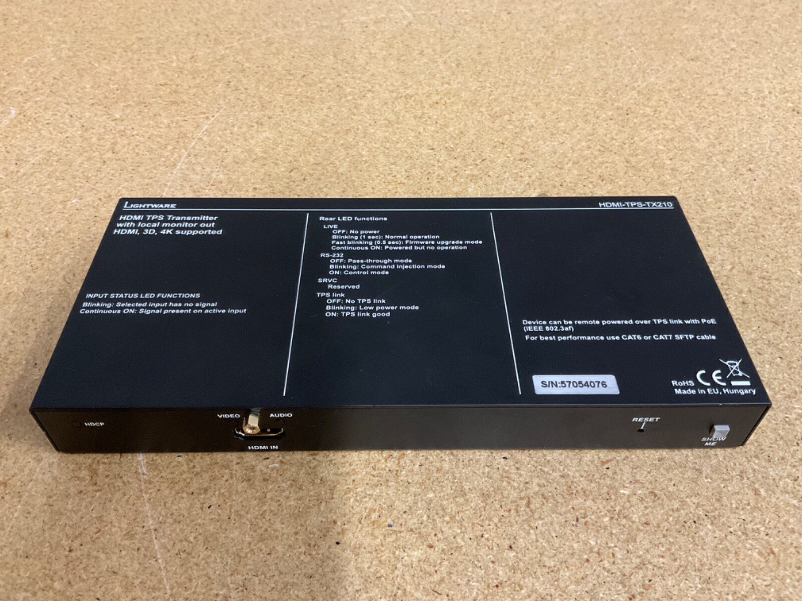 Lightware HDMI-TPS-TX210 Transmitter With Local Monitor No Power Cord ...