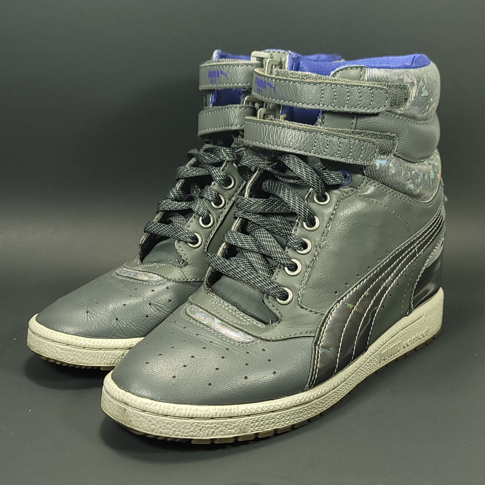 Puma Sky Hi Gray White Hidden Wedge Gray Heels Shoes Sneakers Women's ...