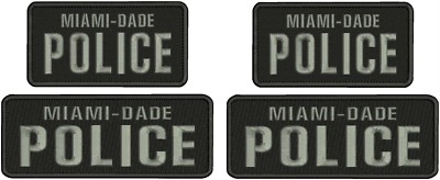 MIAMI-DADE POLICE embroidery patches 3x6 and 3x8 HOOK on back blk/gray ...