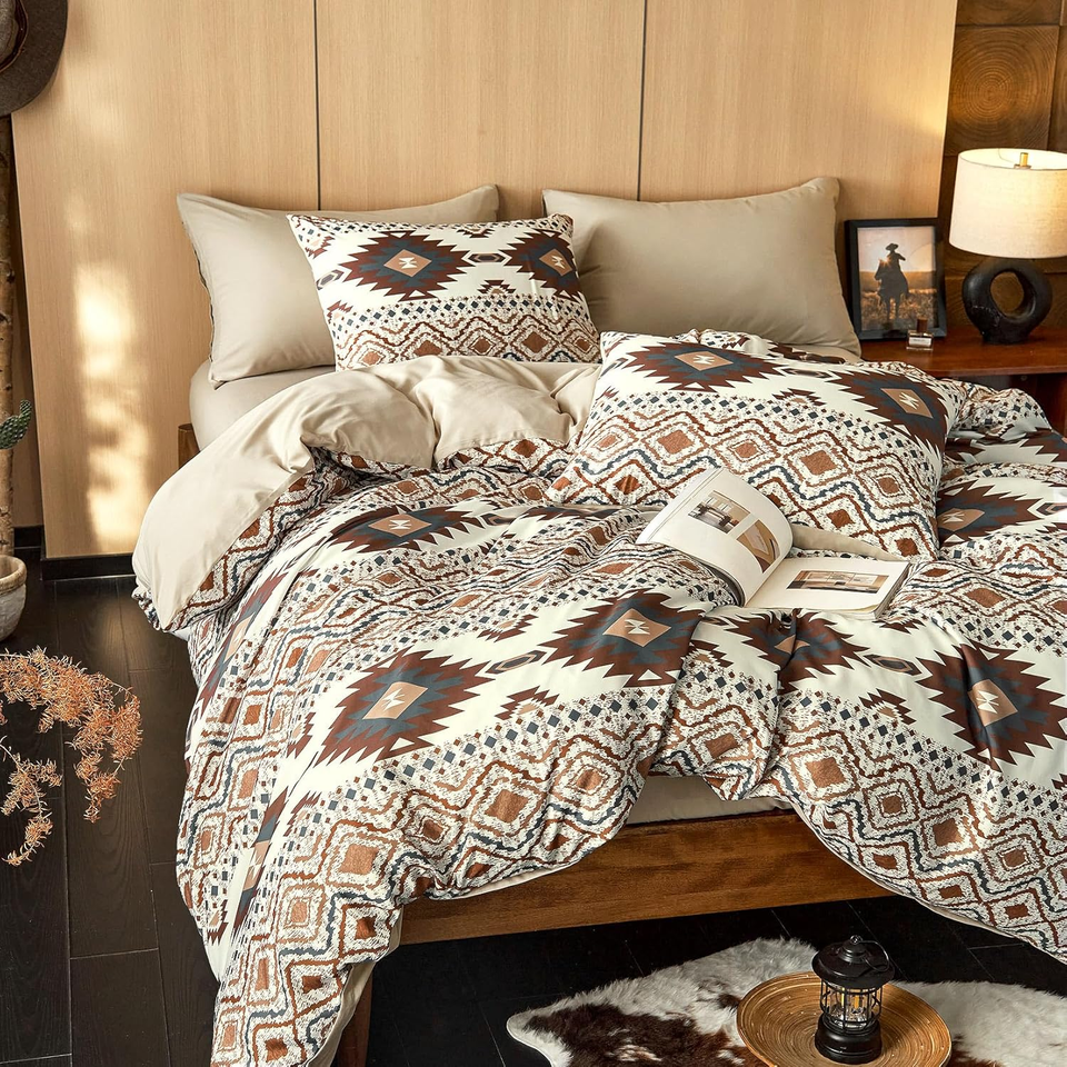 - Western Comforter Set, Southwestern Aztec Country Style with Rustic ...