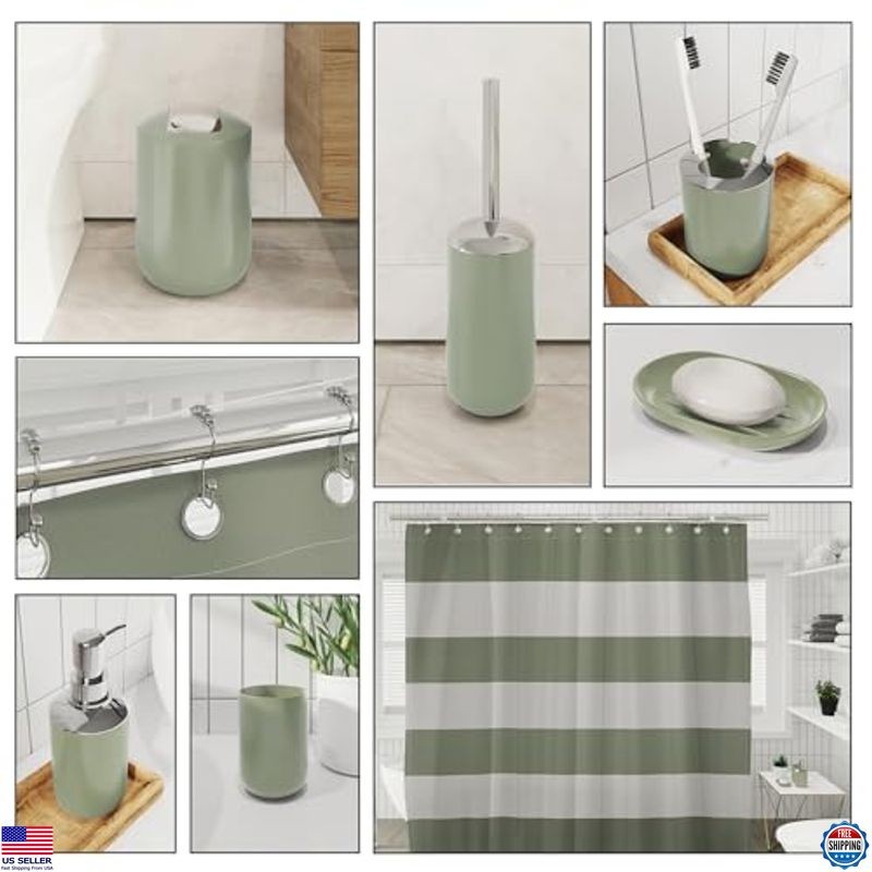 20PC Sage Green Bathroom Accessories Set, Shower Curtain, Soap ...