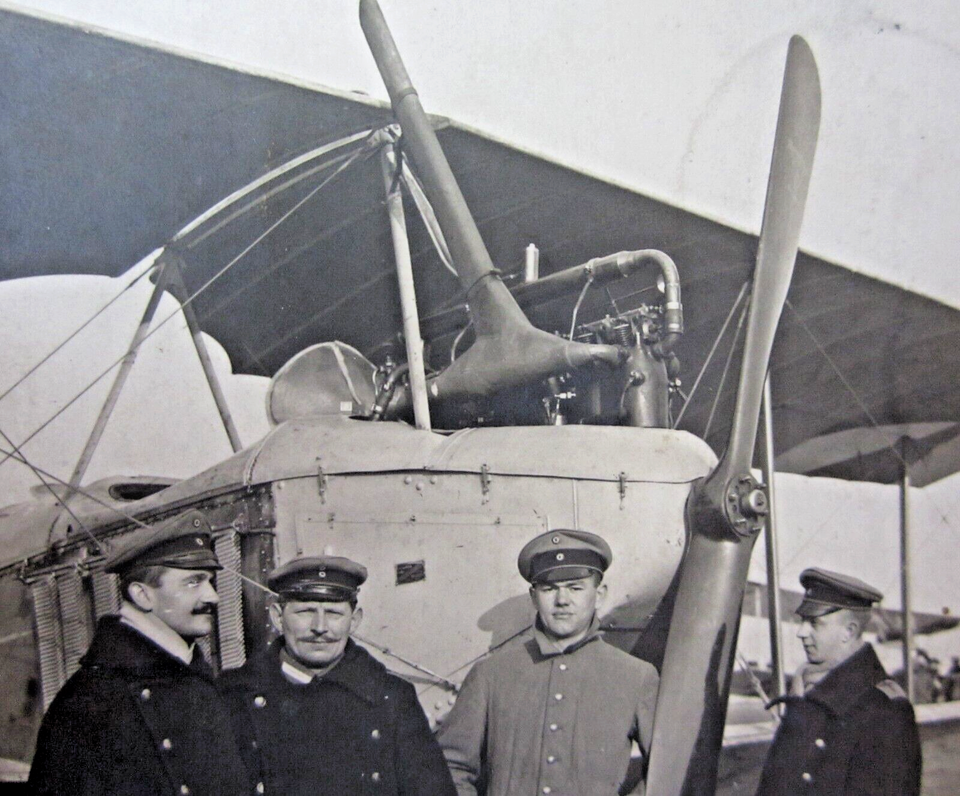 WWI German Pilot Airplane Group Photo Fliegertruppen Soldiers Feldpost ...