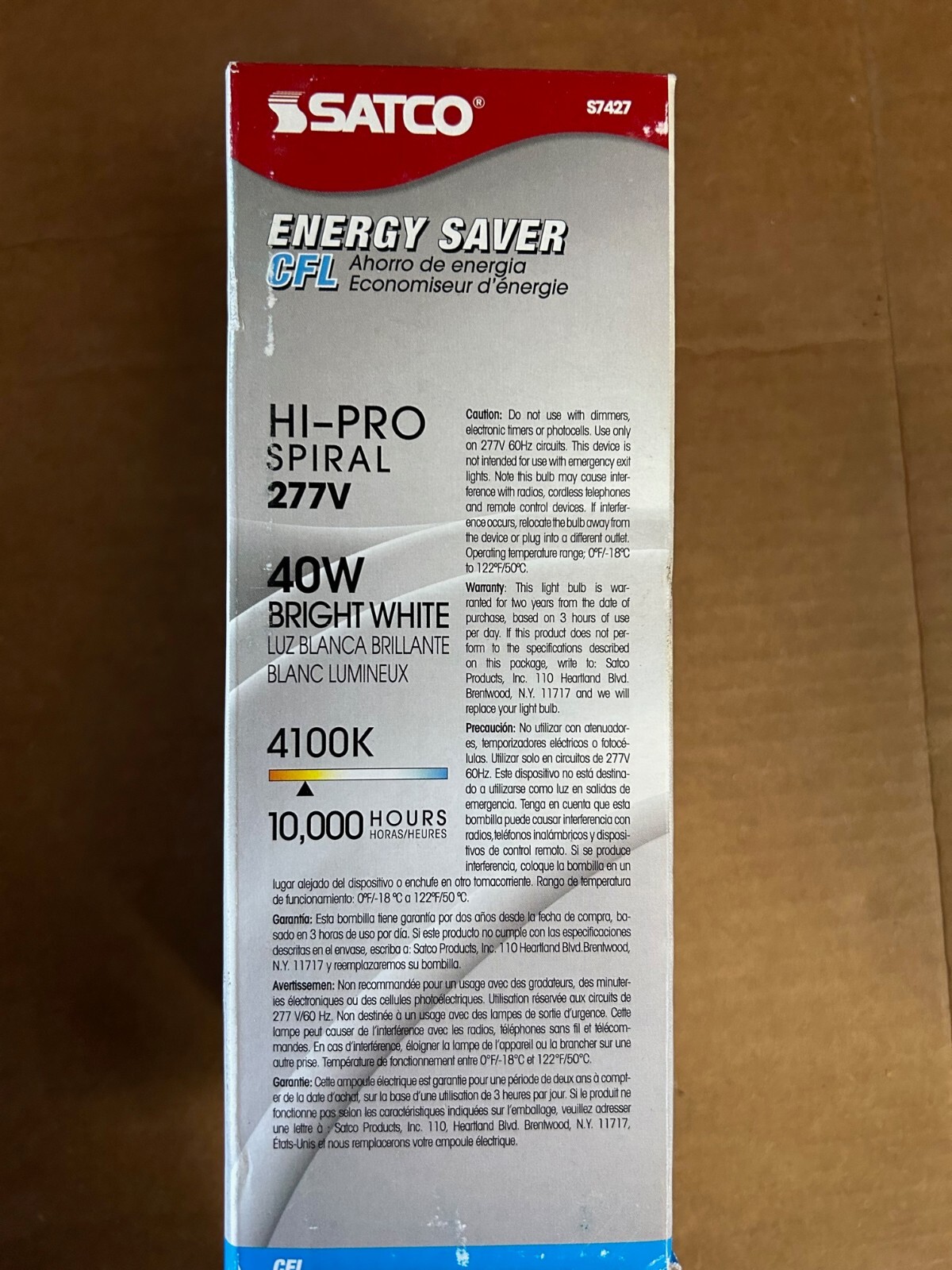 Satco S7427 - 40 watt Hi-Pro Spiral CFL Bulb 4100K Medium base 277 ...