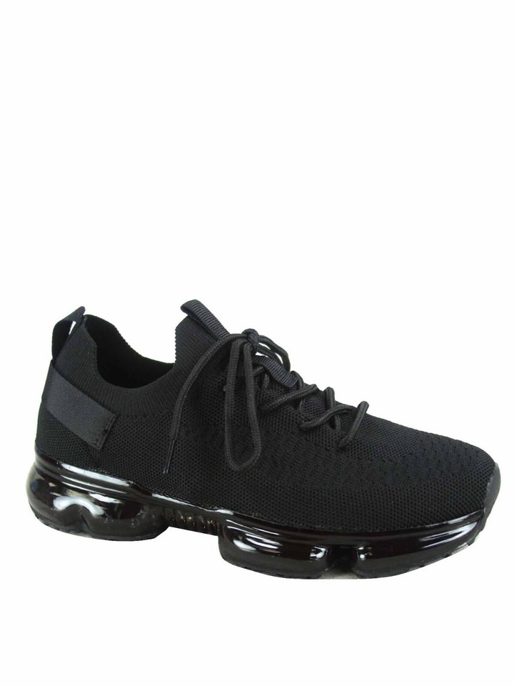 Women's Fashion Lace Up Bubble Sole Stretch Elastic Mesh Sneaker Shoes ...