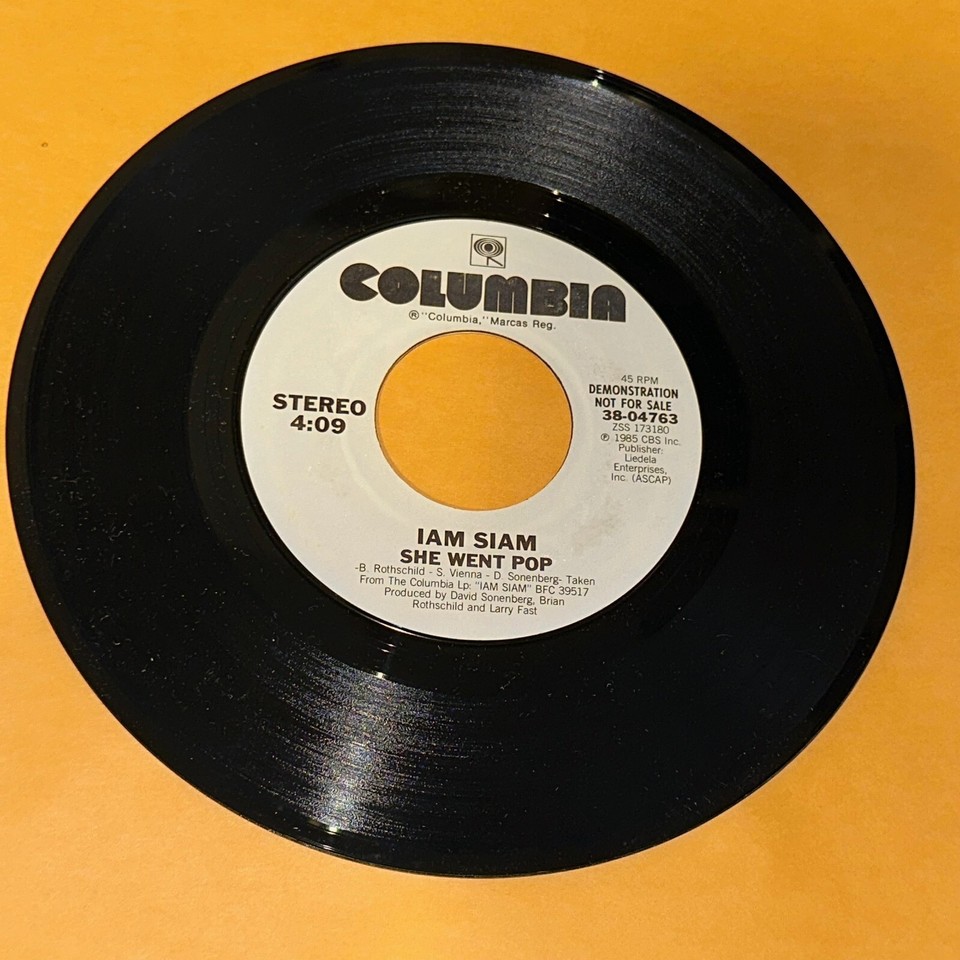 I Am Siam She Went Pop 45 rpm Promo Record 1985 Ex Vintage Vinyl Synth ...