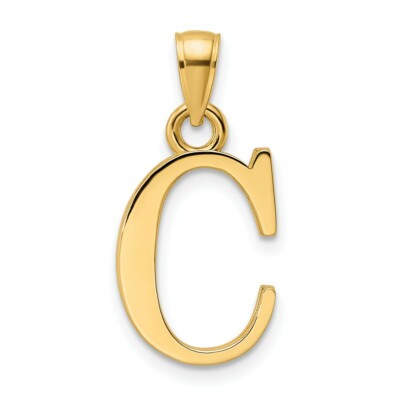 14K Yellow Gold Letter C Initial Pendant | eBay