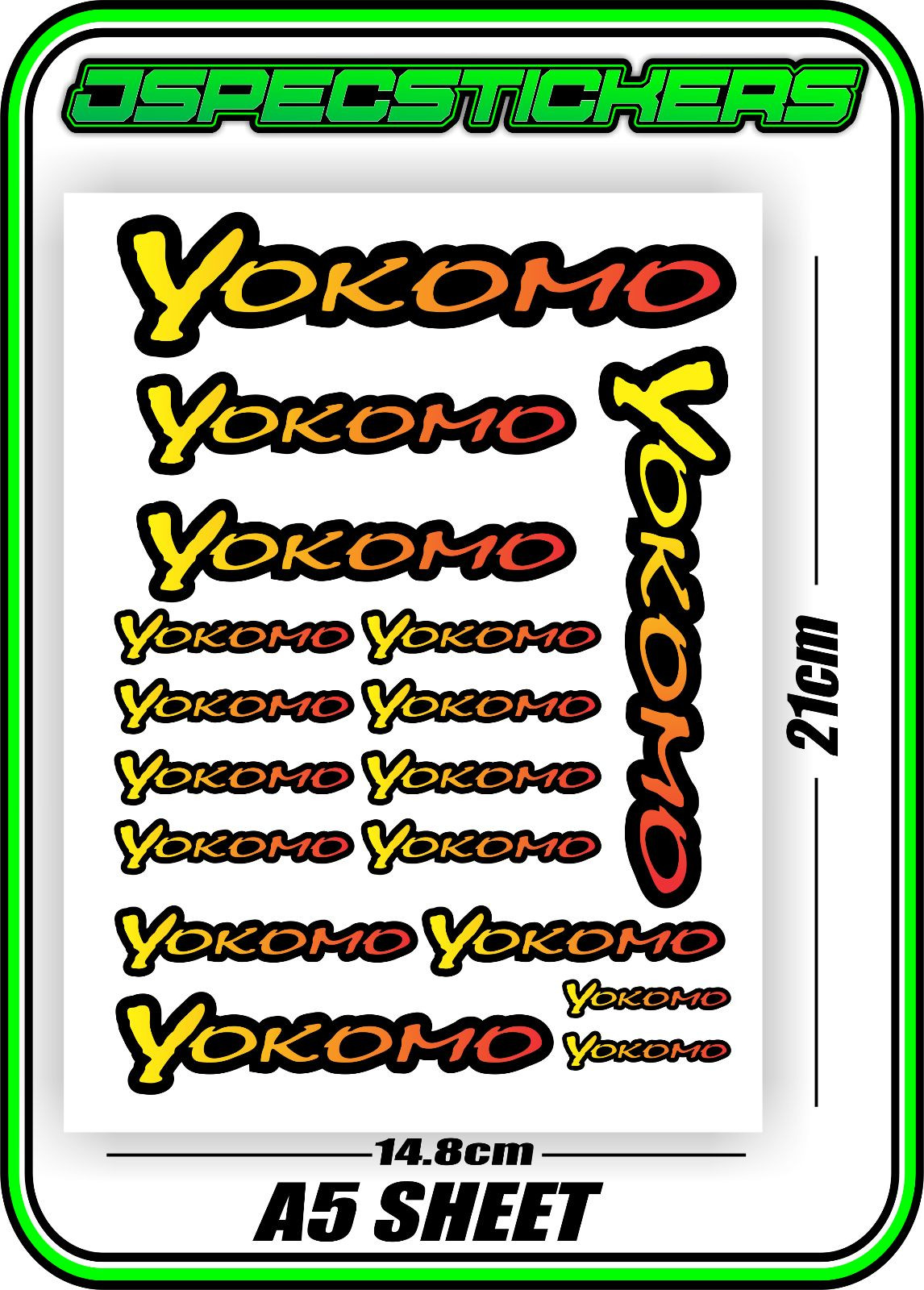 YOKOMO RC STICKER SHEET A5 R/C BD7 BD8 VOLKER DRIFT YZ-4 YD-2 BD9 YELL ...