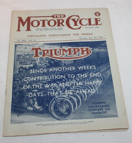 The Motor Cycle BSA Magazine Book 1944 WWII 2143 Vol 72 Biker Triumph ...