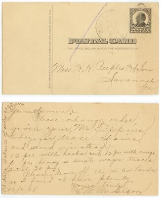 1908 Georgia Dover & Dublin railroad RPO to Savannah - E M Anderson | eBay