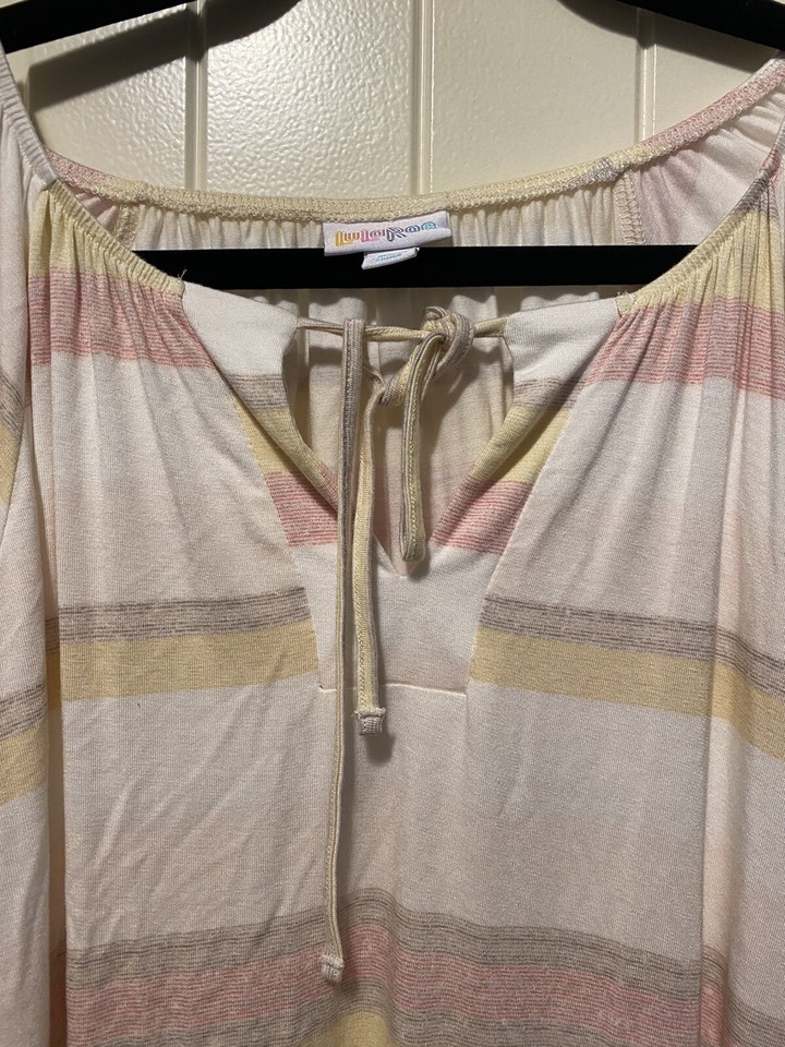 LuLaRoe Debra Peasant Top White Stripe Size 2X EUC | eBay