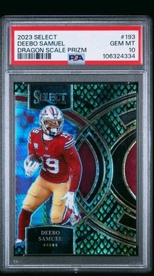 DEEBO SAMUEL 2023 SELECT PREMIER LEVEL DRAGON SCALE PRIZM /70 PSA 10 ...