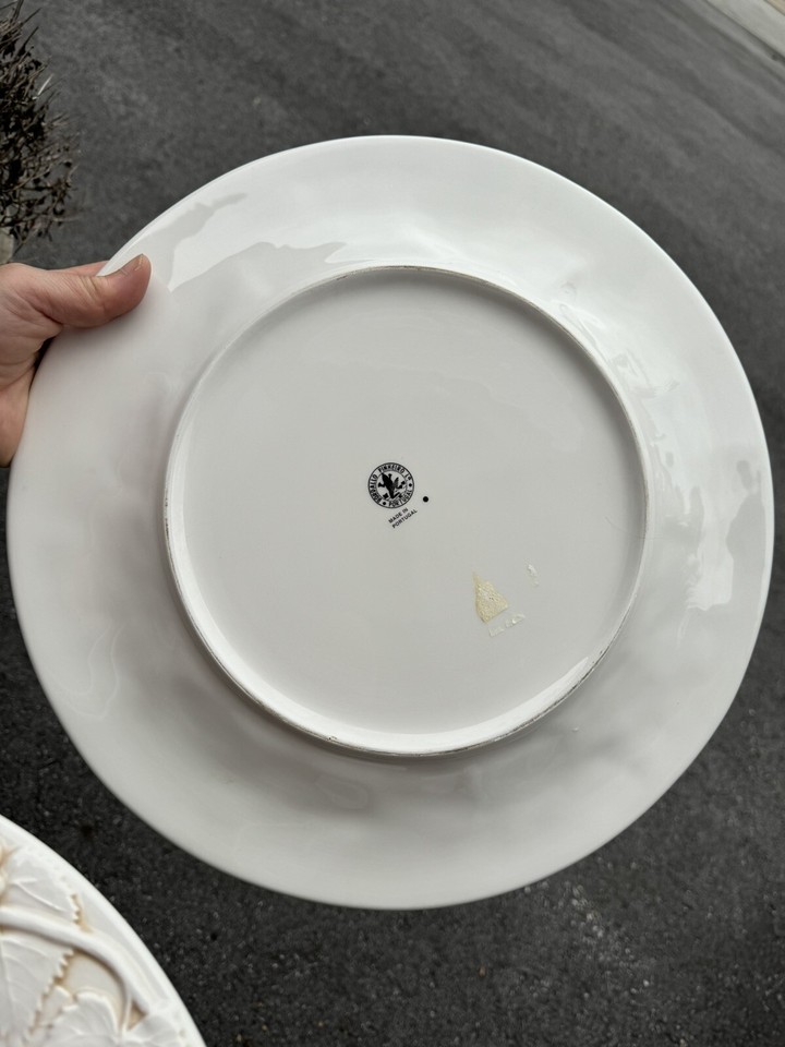 S/4 Bordallo Pinheiro ivory white Embossed Grapes & Vines Charger Plate ...
