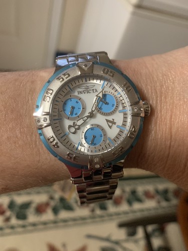 Invicta Subaqua Women's Round Analog Oyster Crystal Multi-dial Cyan ...