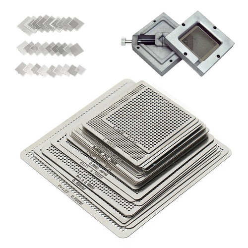 UNIVERSAL 27PCS/SET BGA REBALL REWORK NET STENCILS DIRECTLY HEAT KITS ...