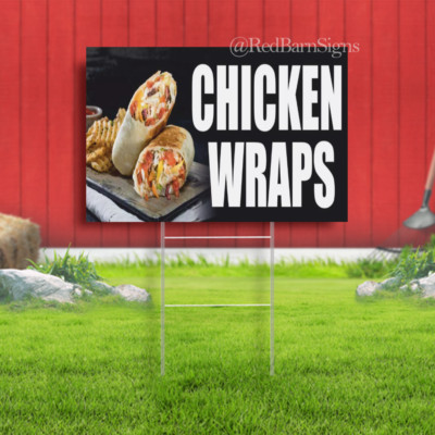 CHICKEN WRAPS Advertising Yard Sign bar buffet fried drinks wings | eBay