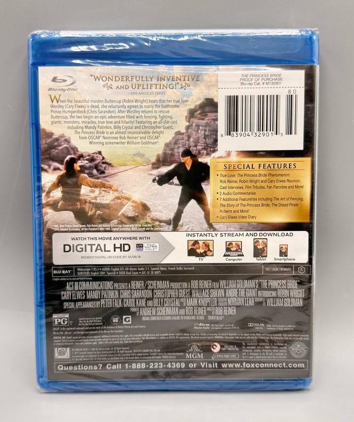 The Princess Bride Blu-ray 1987 Cary Elwes Rob Reiner New Digital Copy ...