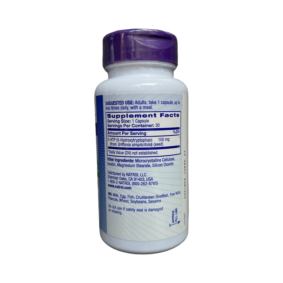 Natrol 5-HTP 100mg For Mood & Stress 30 Caps ea. ** 3 Bottles** Exp 6/ ...