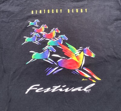 Vtg 90s Kentucky Derby Festival T Shirt 1996 Pegasus Rainbow Art Horse ...